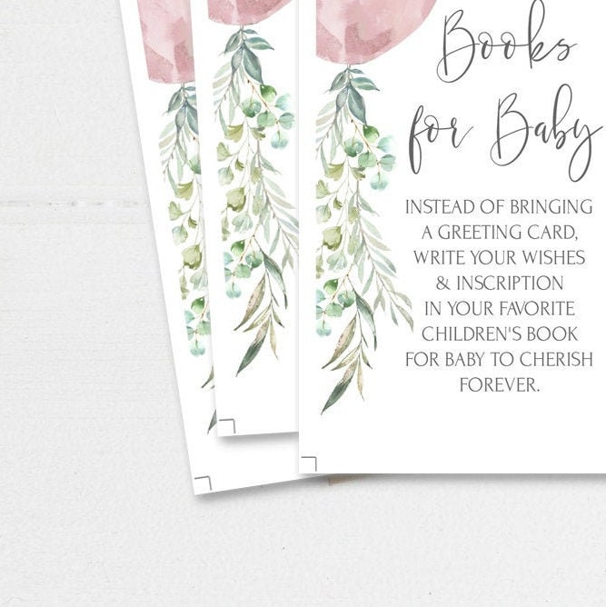 Pink Balloon Books for Baby Insert Girl Baby Shower Stock | Etsy