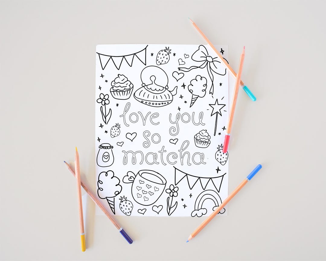 Matcha Coloring Sheet Template - Editable Valentine's Day Activity Page ...