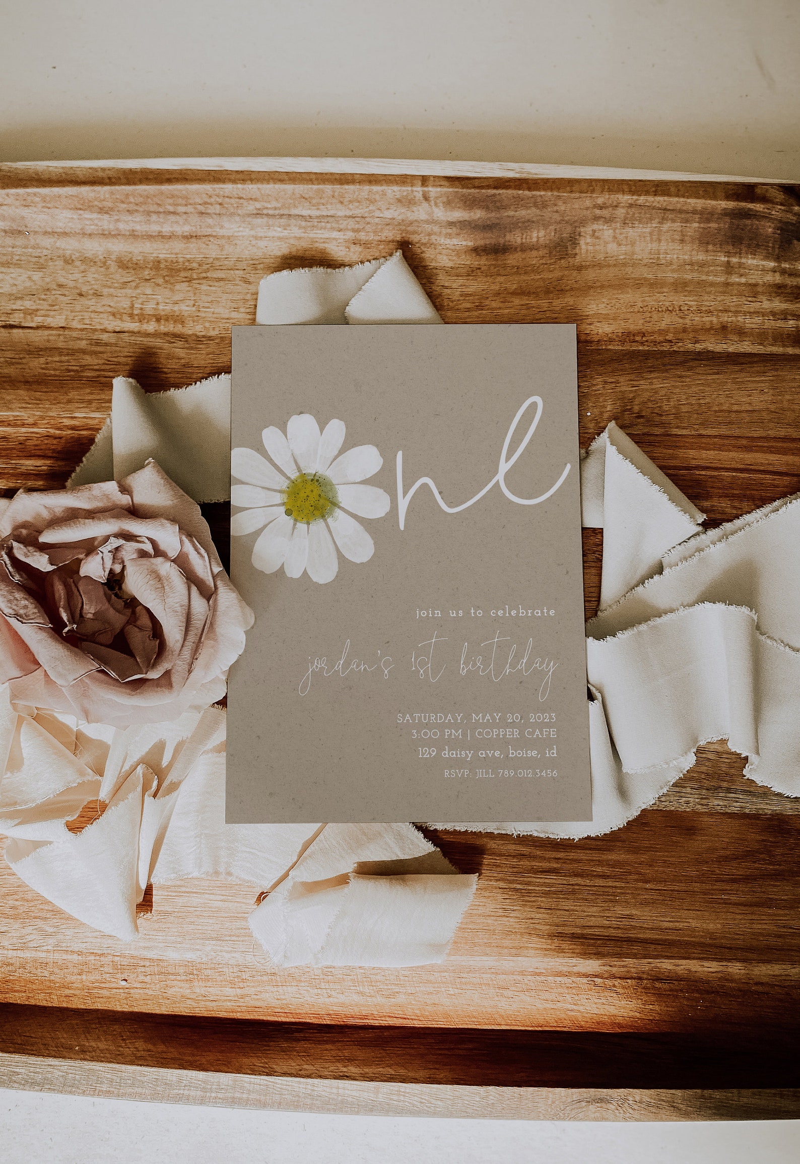 Daisy 1st Birthday Invitation | ONE Daisy Girl 1st Bday Editable ...