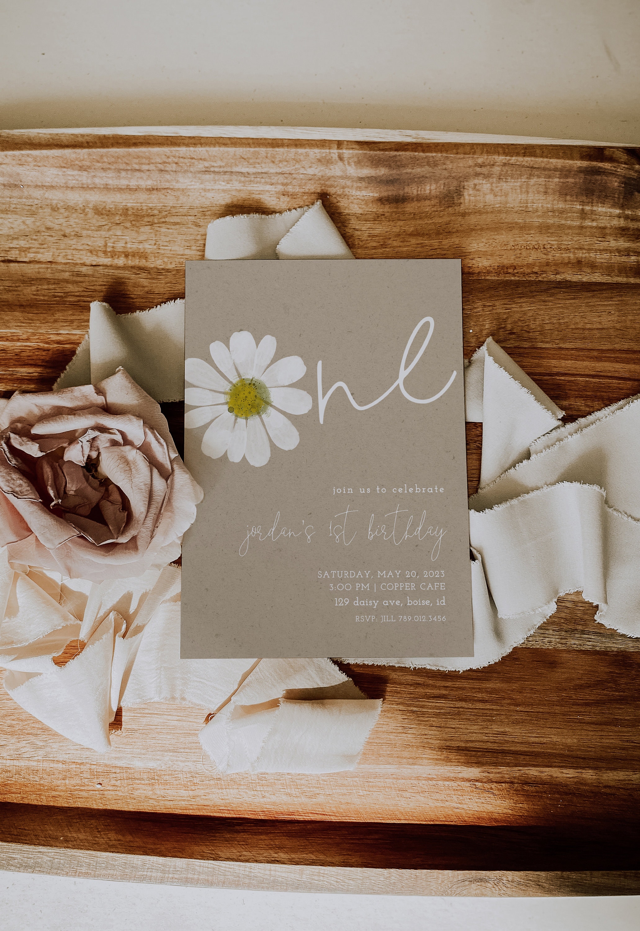 Daisy 1st Birthday Invitation ONE Daisy Girl 1st Bday | Etsy