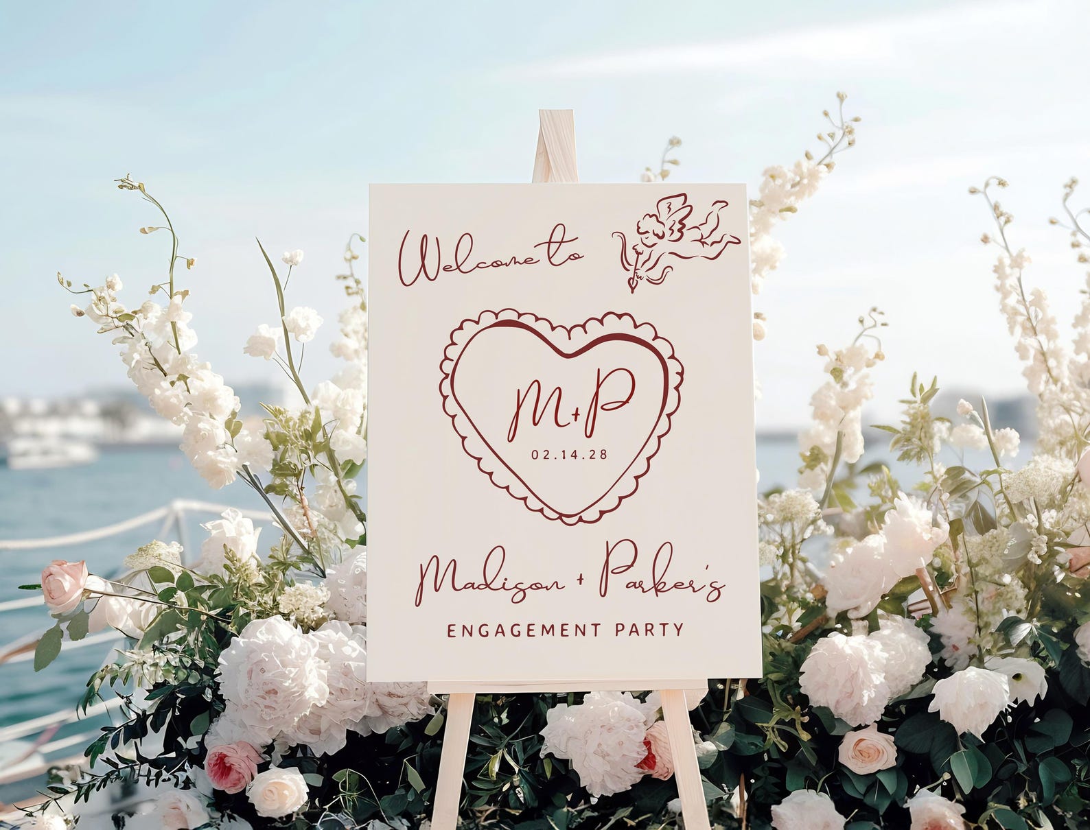Cherub Welcome Sign Template | Editable Hand Drawn Bridal Shower ...