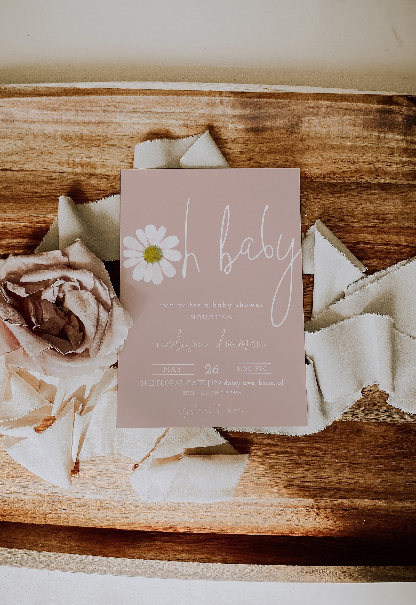 Daisy Baby Shower Invitation Pink Daisy Girl Baby Sprinkle | Etsy