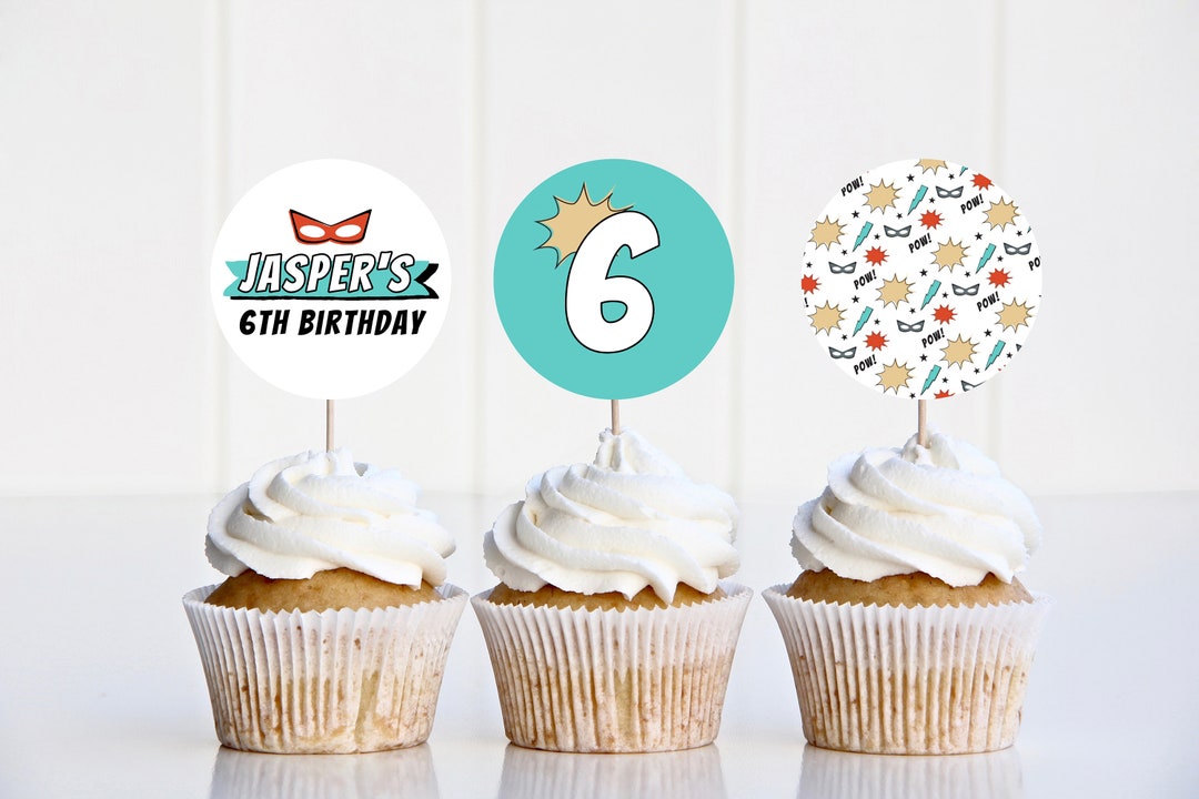 Superhero Cupcake Toppers Editable Template Printable Hero Cupcake ...