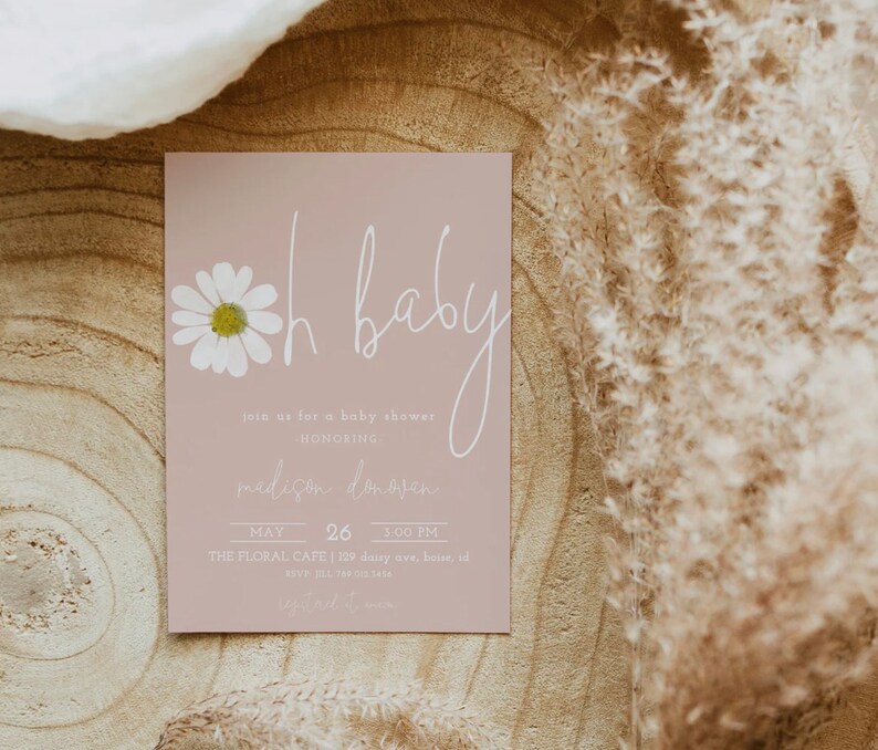 Daisy Baby Shower Bundle Editable Template Suite Girl Pink - Etsy