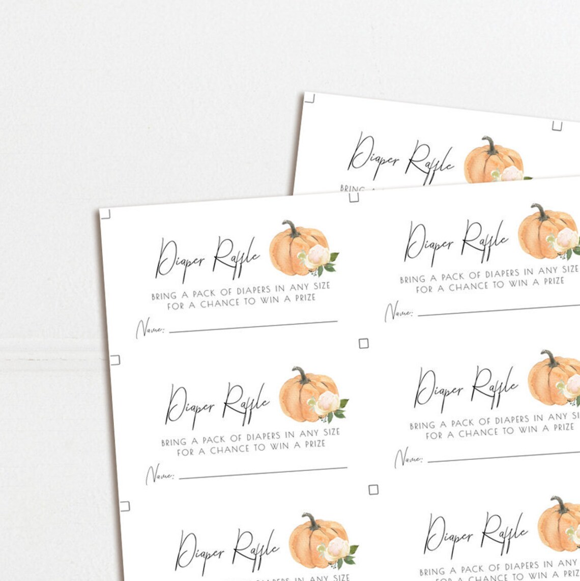 Pumpkin Diaper Raffle Ticket Little Pumpkin Baby Shower | Etsy