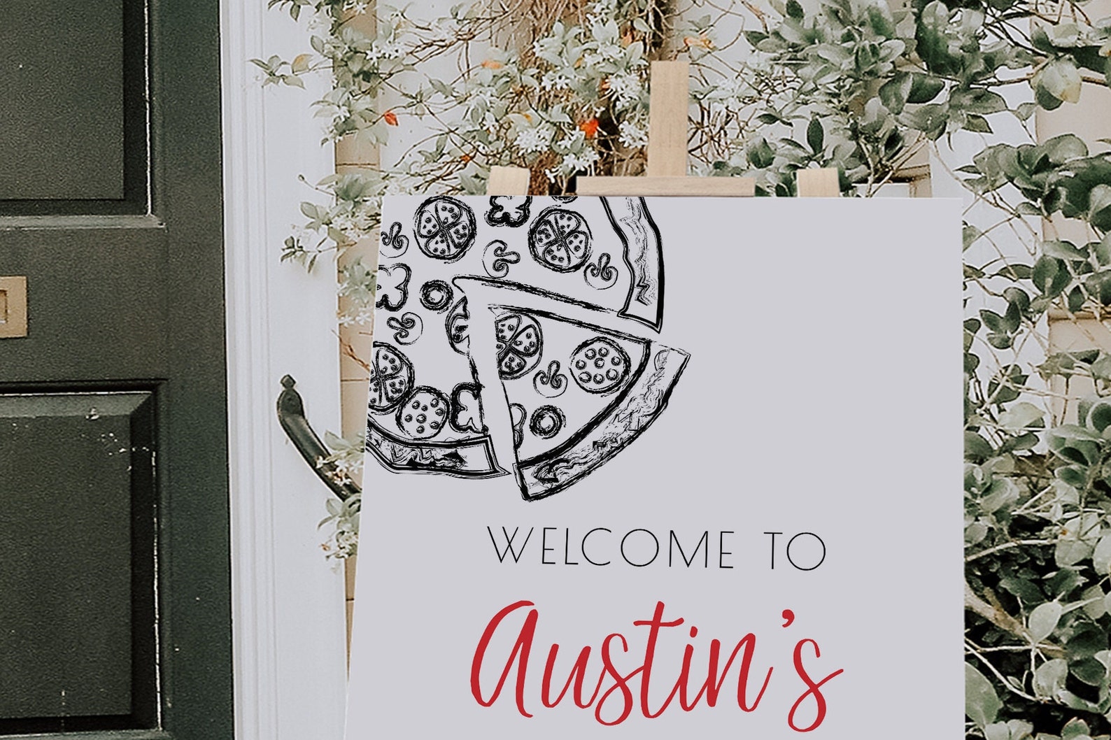 Pizza Party Welcome Sign Template Pizza Birthday Party - Etsy