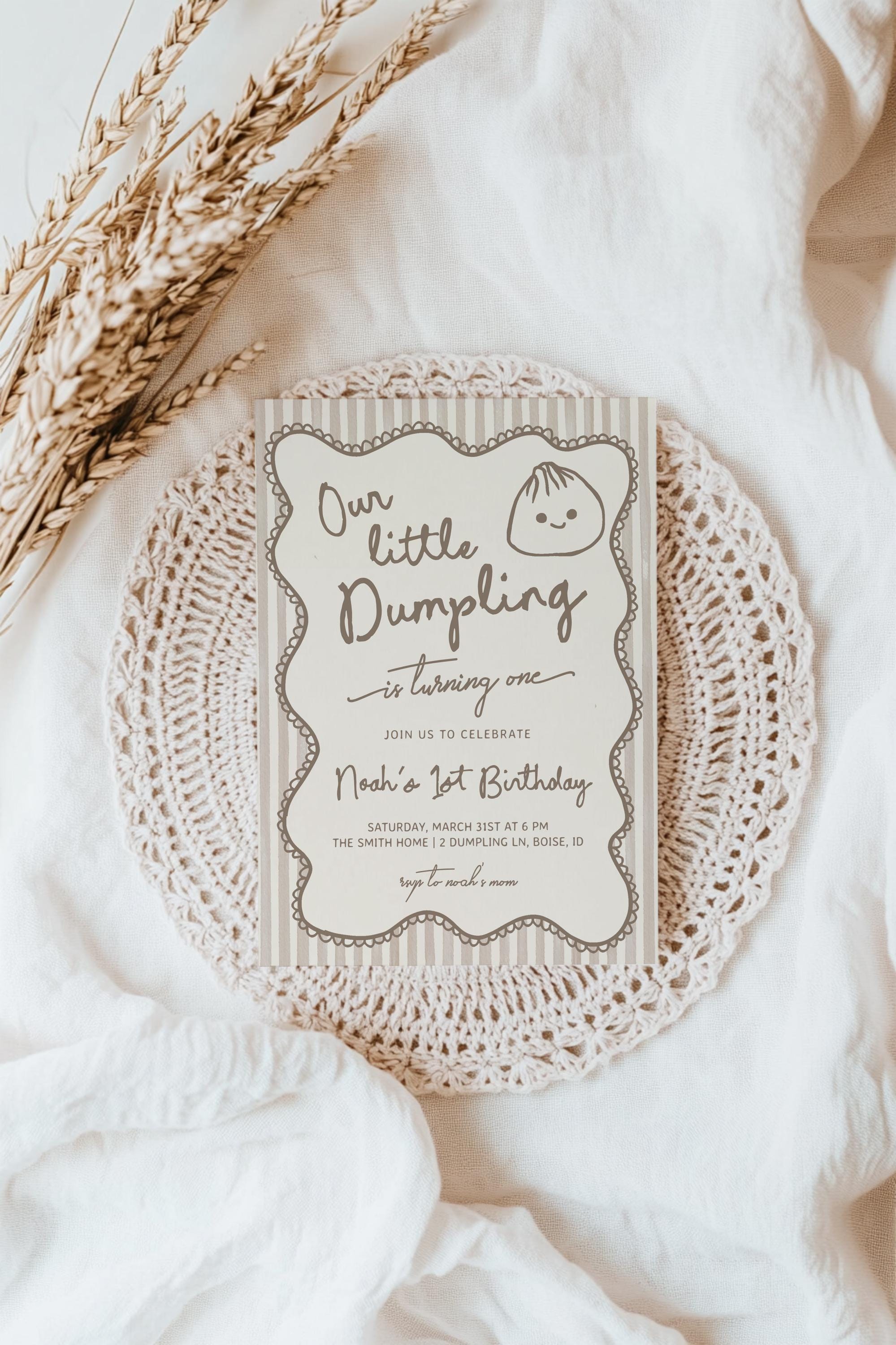 Dumpling 1st Birthday Invitation Template – Editable Our Little ...