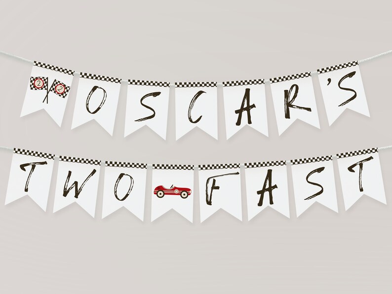 TWO Fast Banner Template Editable Race Car 2nd Birthday - Etsy