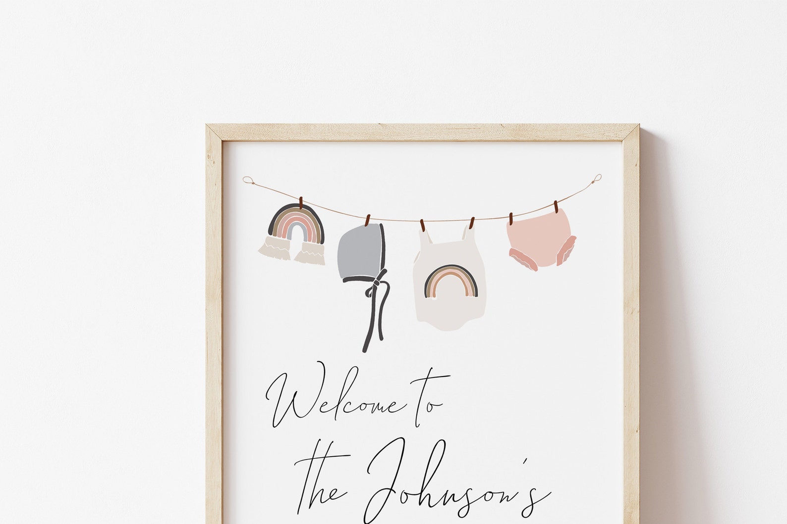 Clothesline Baby Shower Welcome Sign Muted Rainbow Gender - Etsy