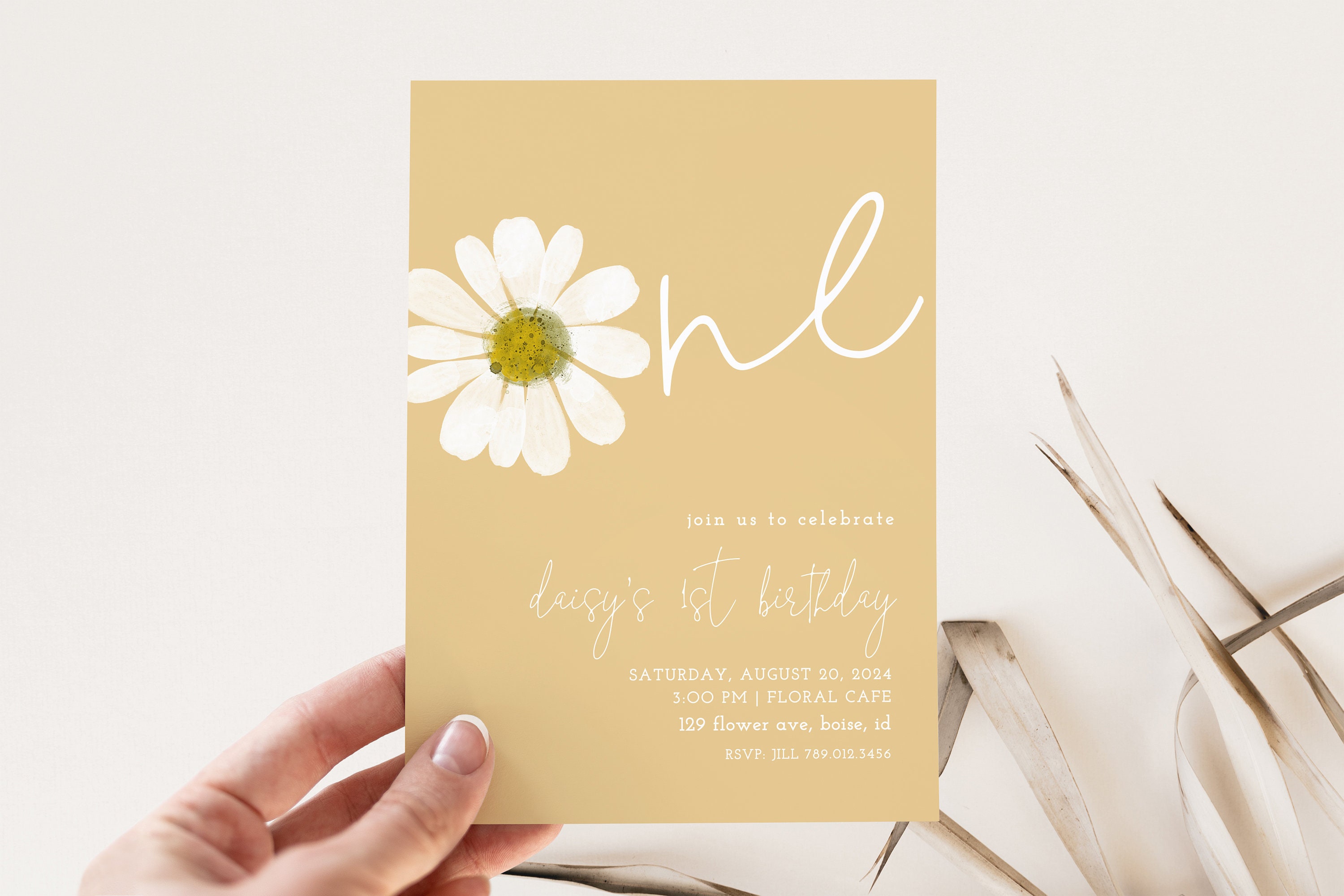 Editable Daisy 1st Birthday Invitation ONE Daisy Girl 1st - Etsy