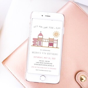 Pink Playground Birthday Text Invitation Paperless Park Girl Bday ...