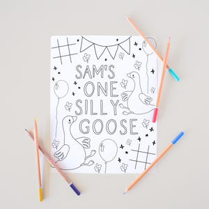 One Silly Goose Birthday Template Bundle for Boy | Editable Goose 1st ...