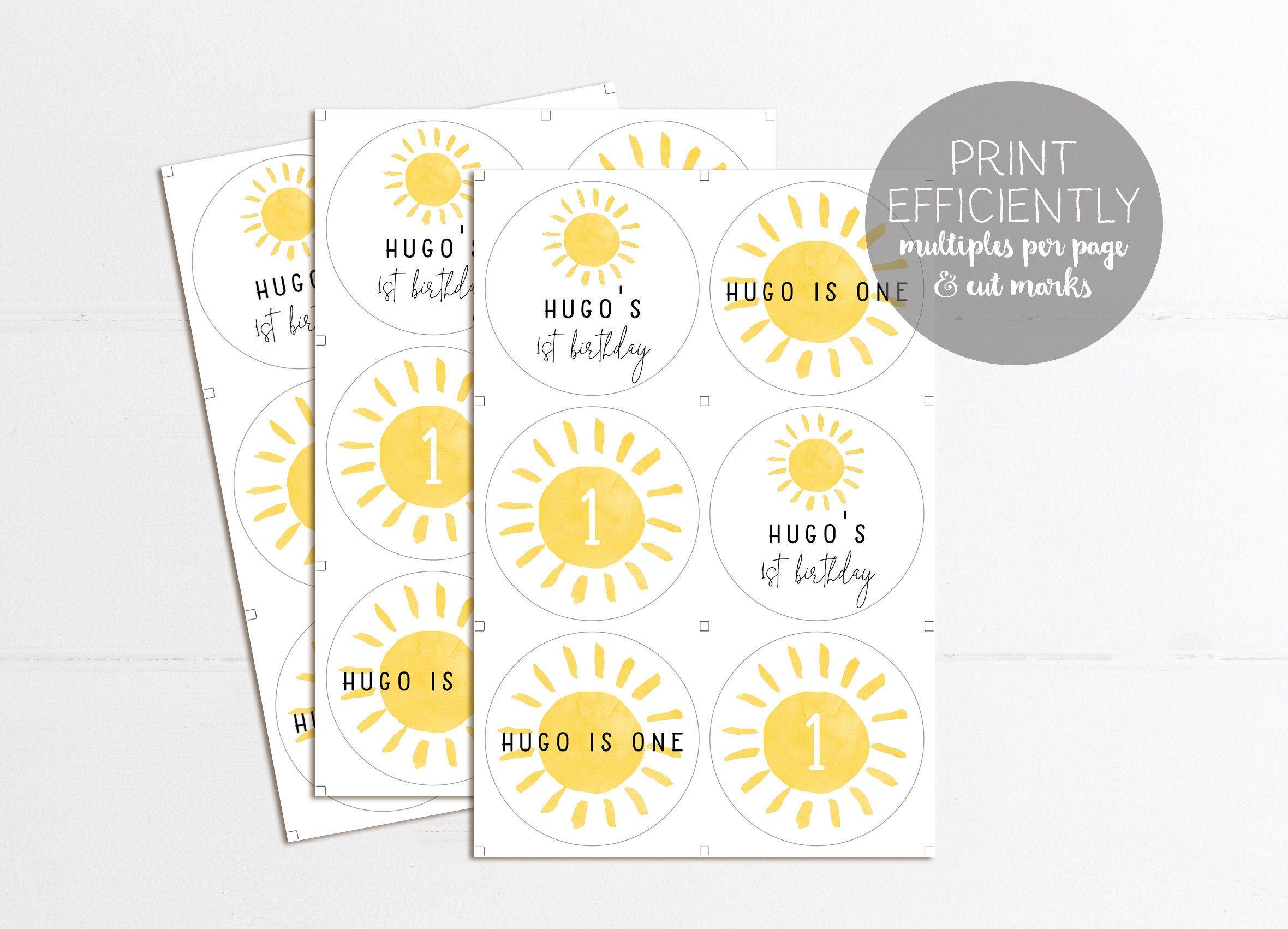 Sunshine Cupcake Topper Template Little Sunshine Cupcake - Etsy