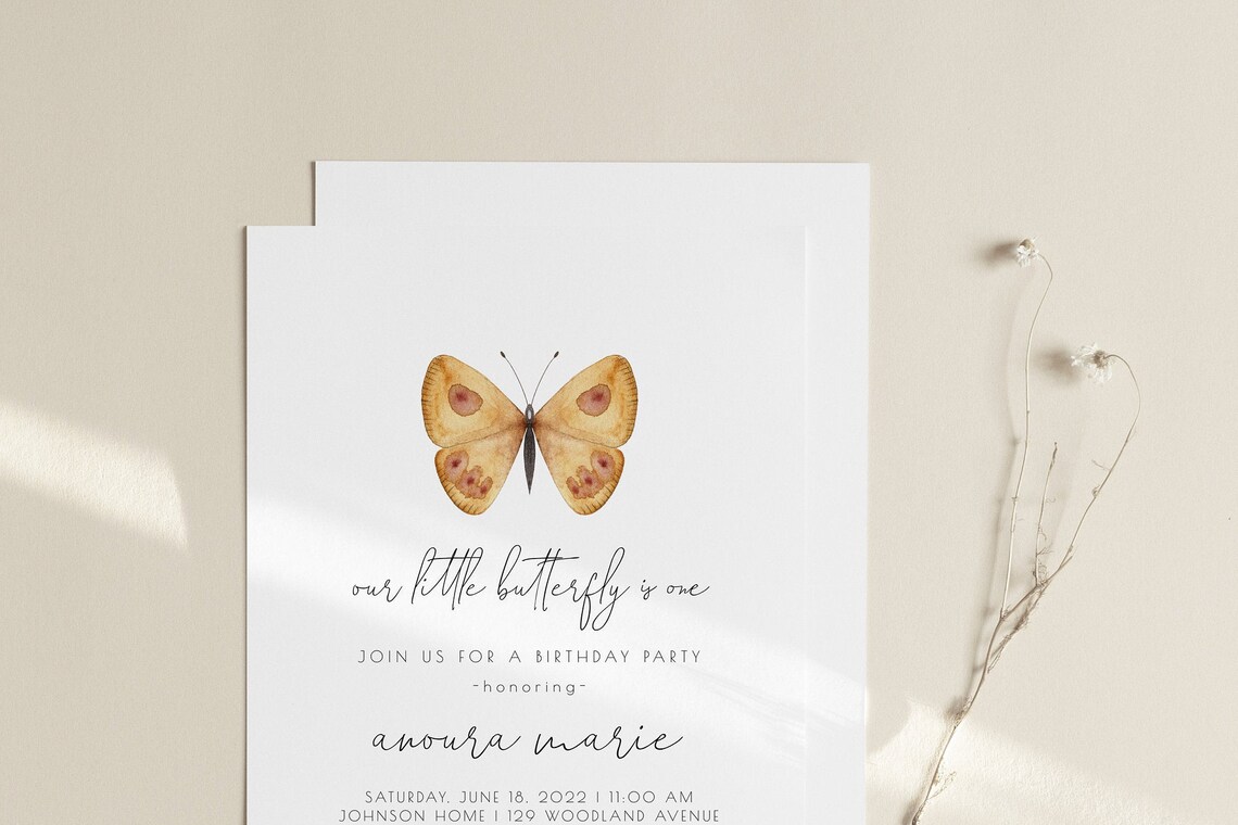 Butterfly Birthday Invitation Our Little Butterfly is One | Etsy