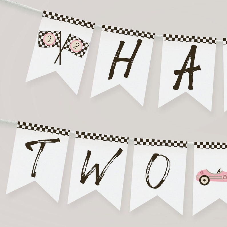 TWO Fast Banner Template Editable Girl Race Car 2nd Birthday - Etsy