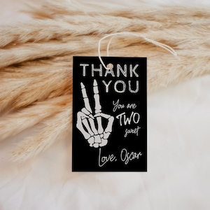 Bad TWO the Bone Thank You Favor Tag | Editable Fall Halloween ...