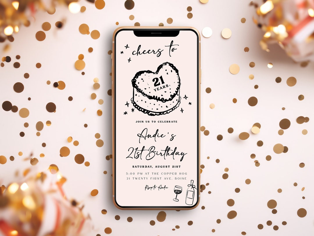 21st Birthday Text Invitation Template | Editable Cheers to 21 Years ...