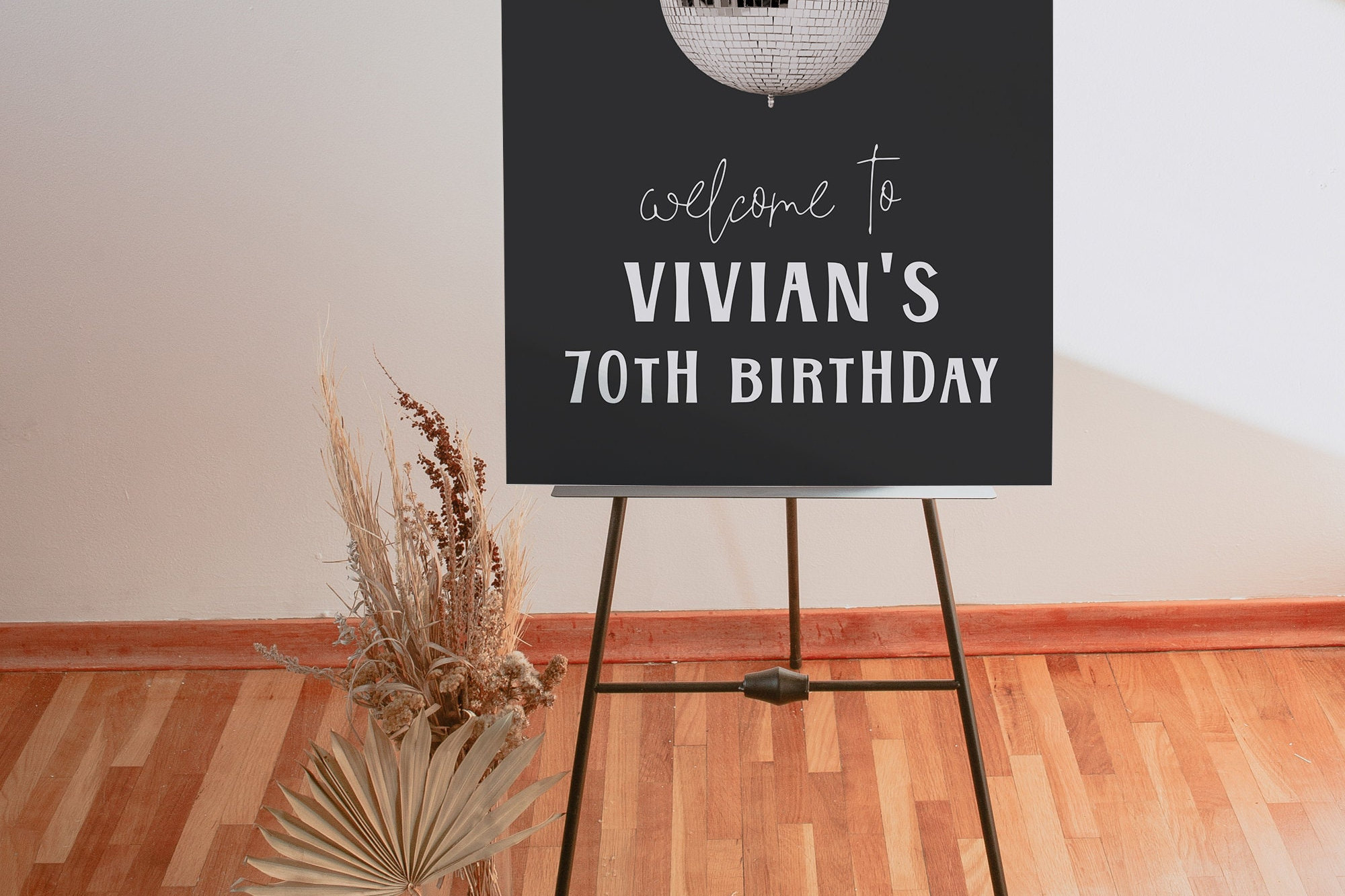 Silver Disco Party Welcome Sign Template Disco Ball Dance - Etsy
