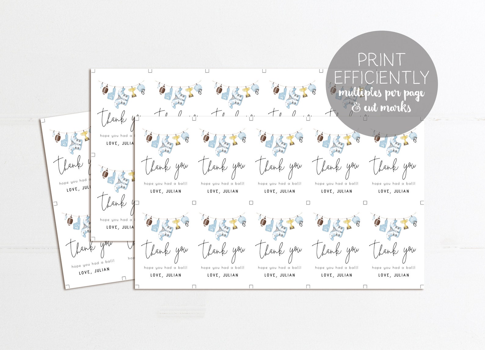 Football Thank You Favor Tag Template Rookie Year 1st - Etsy