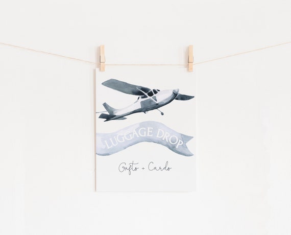 Airplane Baby Shower Luggage Drop Gifts & Cards Sign Aviator - Etsy