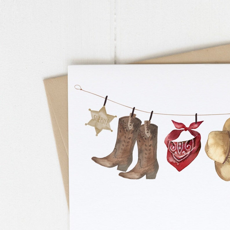 Cowboy Thank You Card Printable Editable Template Red My 1st - Etsy