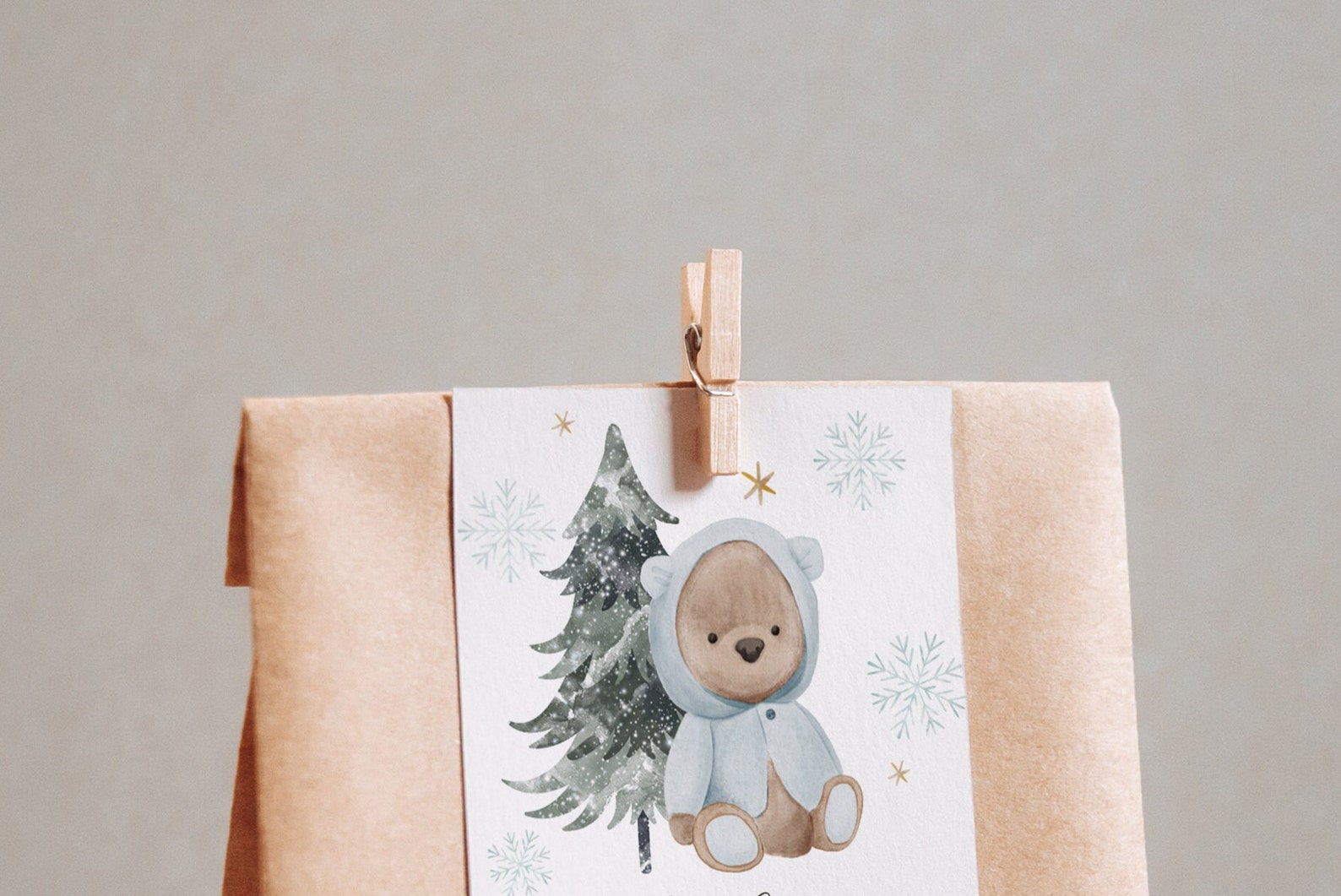 Winter Bear Thank You Favor Tag Boy Beary Cute Baby It's | Etsy