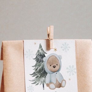 Winter Bear Thank You Favor Tag Boy Beary Cute Baby It's - Etsy
