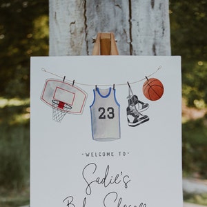 Basketball Welcome Sign Template | Editable Basketball Baby Shower Sign ...