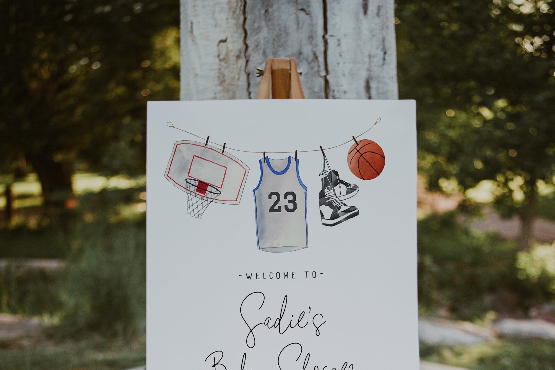 Basketball Welcome Sign Template | Editable Basketball Baby Shower Sign ...