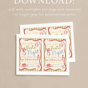 Pasta Dinner Party Invitation Template - Editable Hand Drawn Italian ...