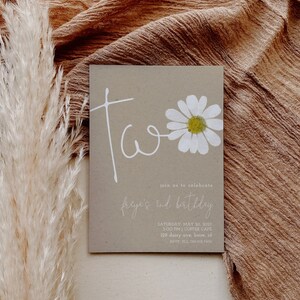 2nd Birthday Bundle Daisy Editable Template Set | Brown Daisy Girl ...