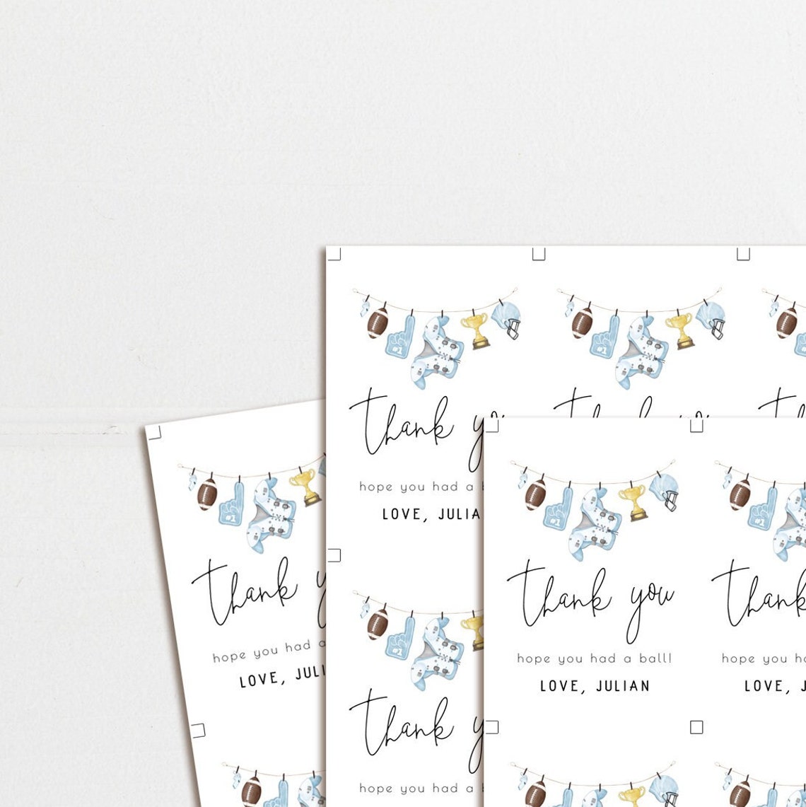 Football Thank You Favor Tag Template Rookie Year 1st - Etsy