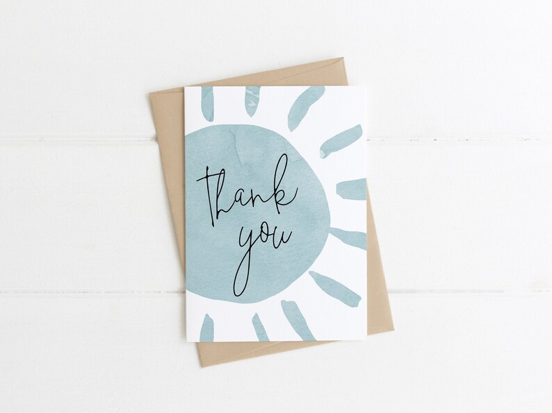 Sunshine Thank You Card Template Our Little Sunshine Boy - Etsy