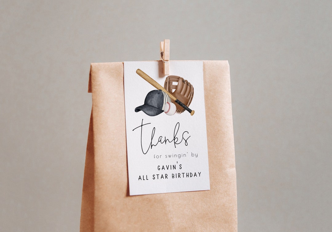 Baseball Thank You Favor Tag | All Star Rookie Year 1st Birthday ...