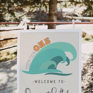 Surf 1st Birthday Welcome Sign Template | the Big ONE First Birthday ...