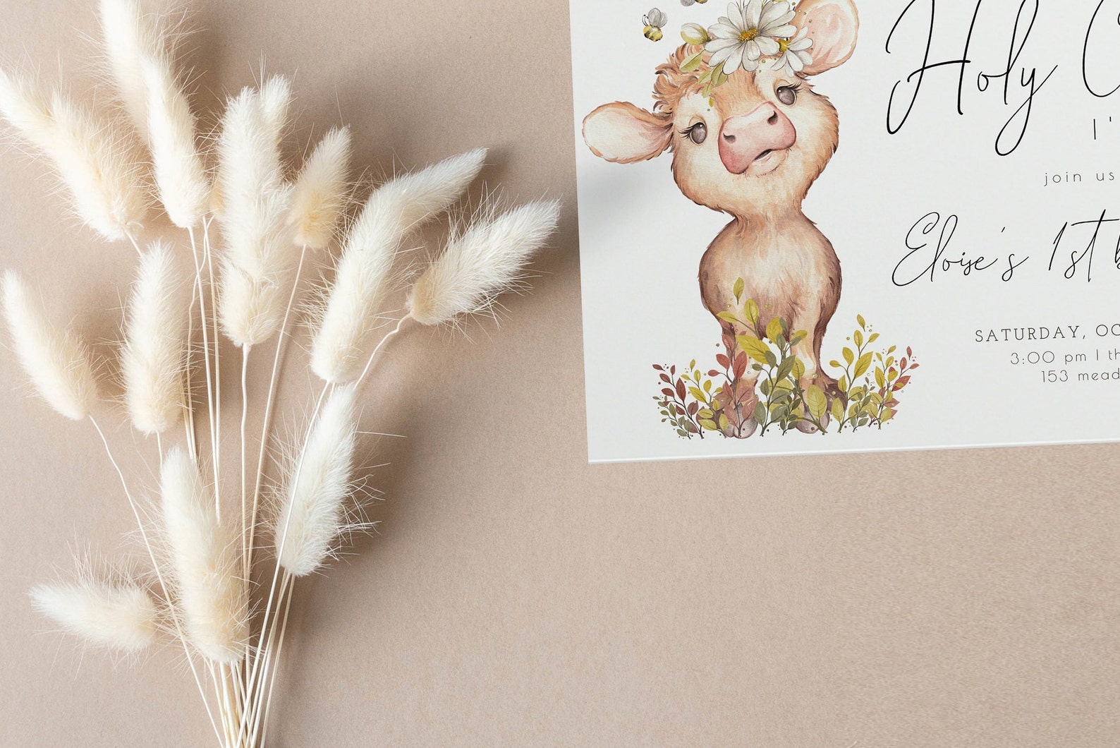 Holy Cow Birthday Invitation Template Holy Cow I'm One - Etsy