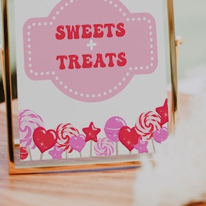 Sweets + Treats Sign Template | Editable Candy Shop Birthday Party ...
