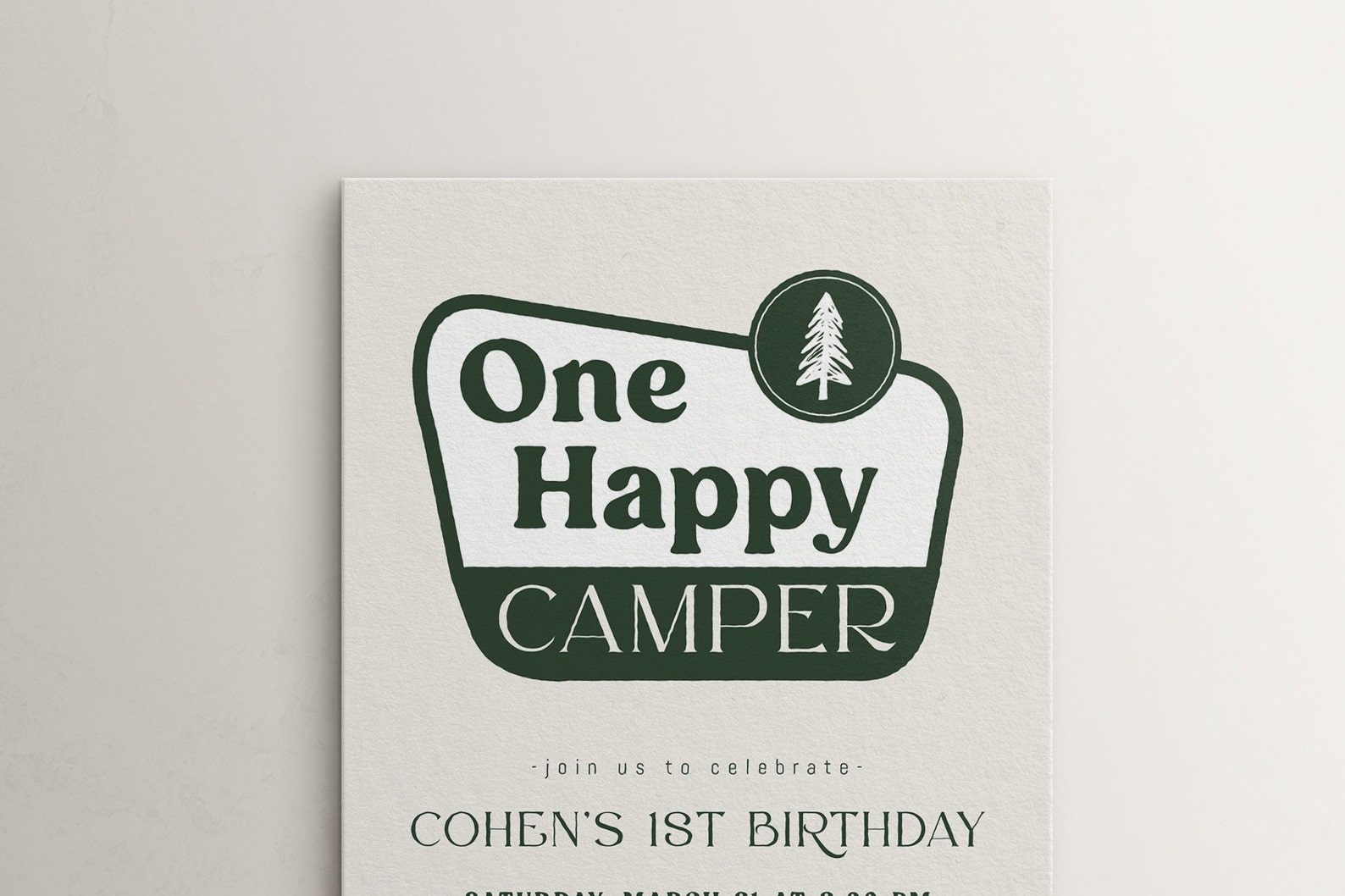 One Happy Camper Birthday Invitation Template Editable National Park Sign 1st Birthday Invite ...