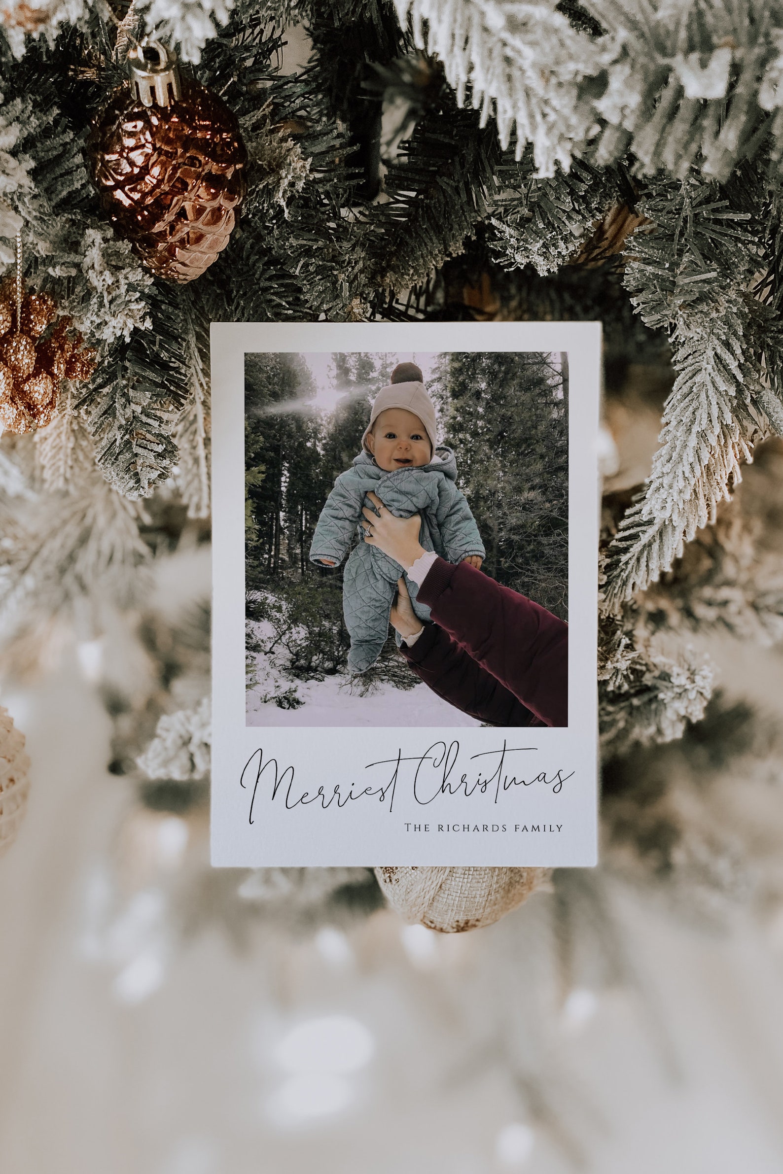 Modern Christmas Card Template With Photo Merriest Christmas - Etsy