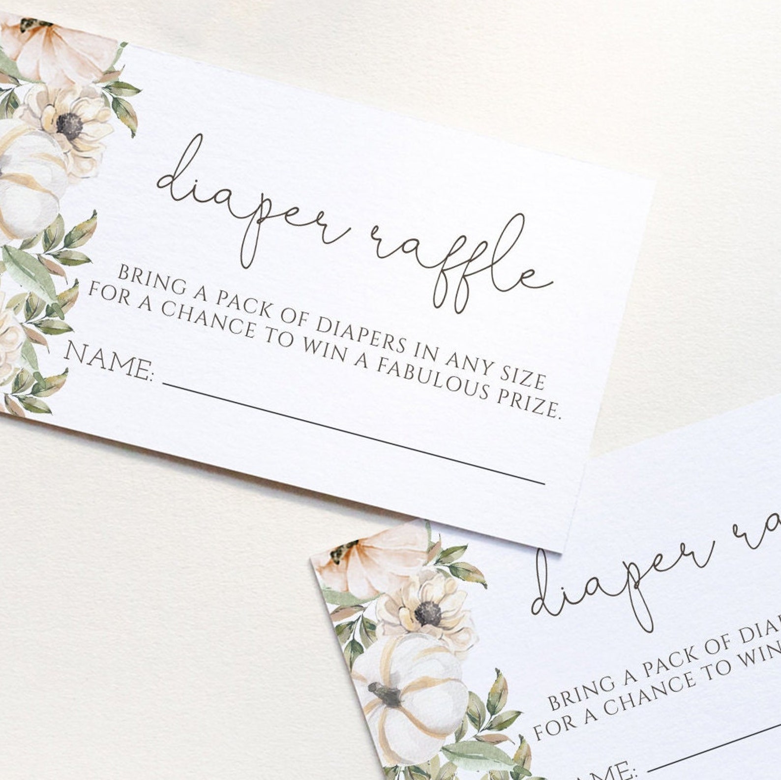 Pumpkin Diaper Raffle Ticket Template Gender Neutral Fall - Etsy