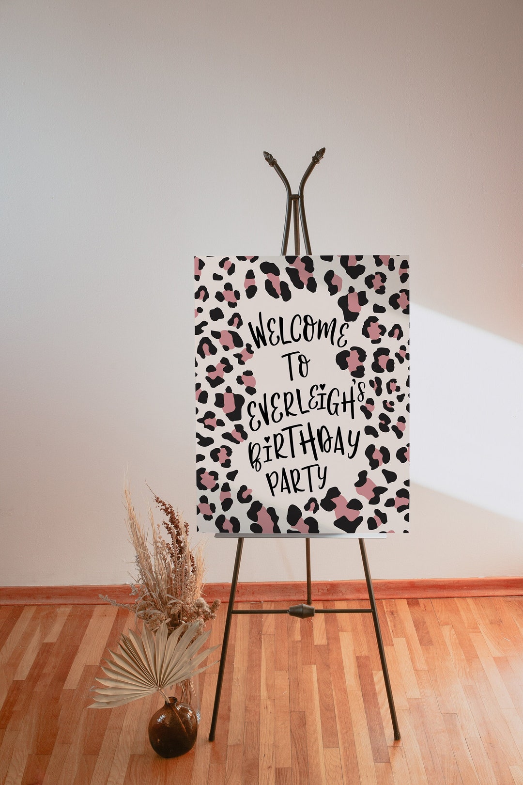 Wild One Welcome Sign Template | Pink Leopard Two Wild Birthday Party ...