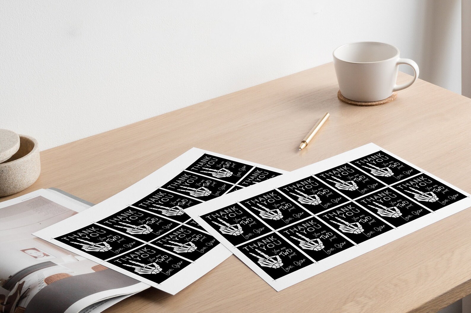 Bad TWO the Bone Thank You Favor Tag | Editable Fall Halloween ...