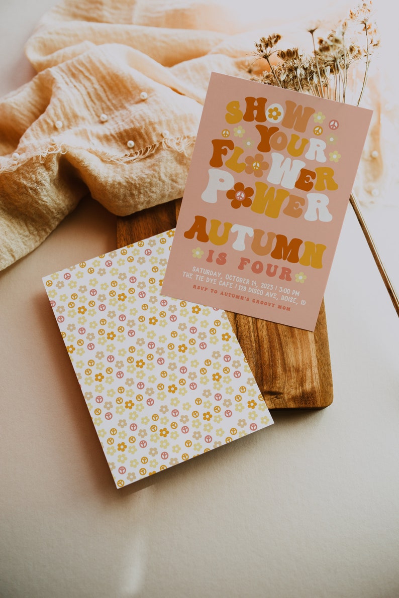 Flower Power Birthday Party Invitation 70s Tie Dye Party - Etsy