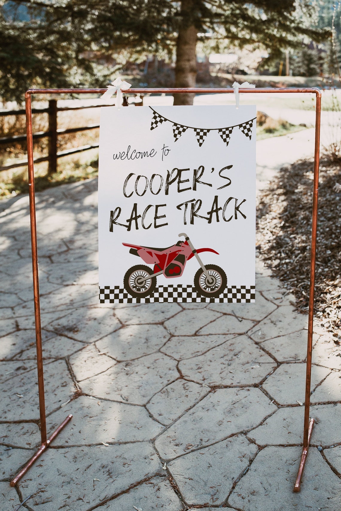 Dirt Bike Welcome Sign Template | Editable Red TWO Fast Birthday Party ...