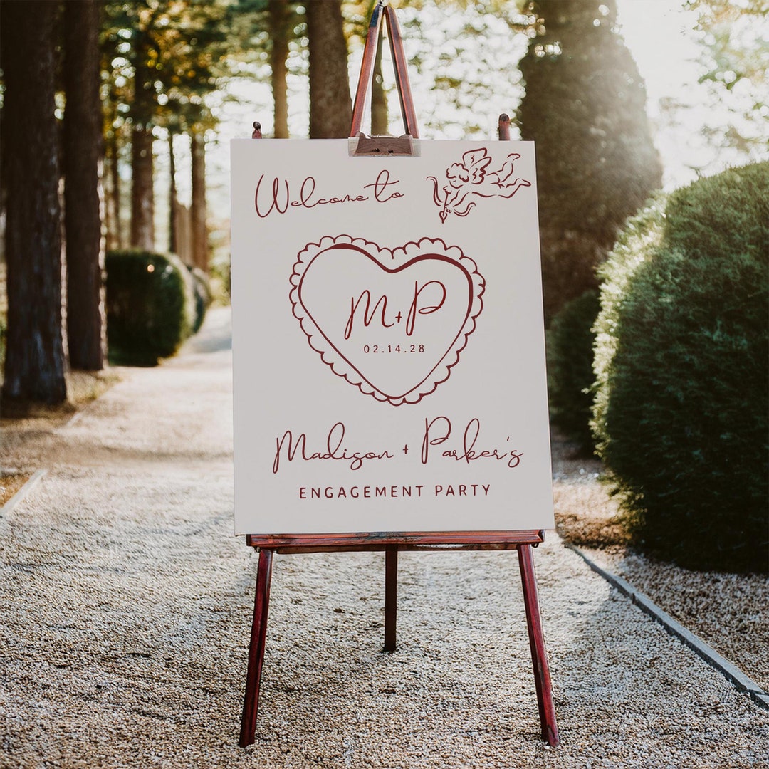 Cherub Welcome Sign Template | Editable Hand Drawn Bridal Shower ...