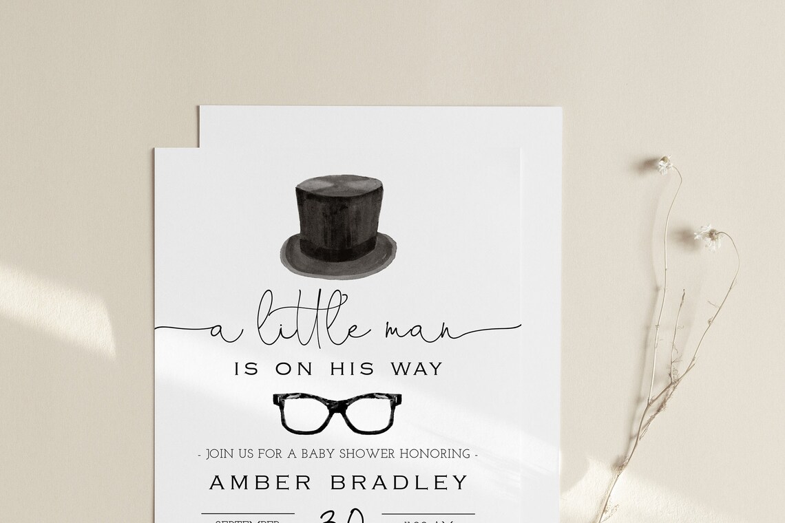 Little Man Baby Shower Invitation Editable Template Oh Boy - Etsy