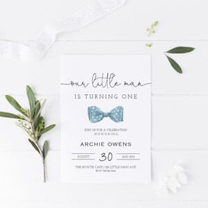 Little Man 1st Birthday Party Invitation Editable Template - Etsy