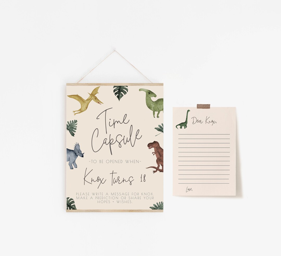 Dinosaur Time Capsule Birthday Template | Dino Birthday Party Editable ...