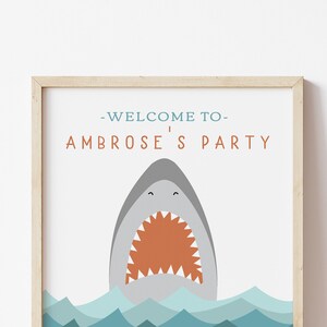 Shark Birthday Welcome Sign | Shark Party Decor Editable Template ...