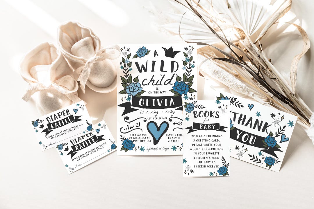 Plantillas editables para baby shower de Wild Child / Paquete ...